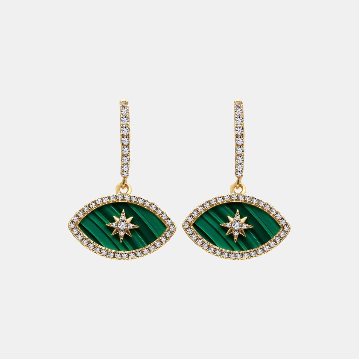 【761】Radiant Starlight Malachite Earrings – Queenou Jewelry